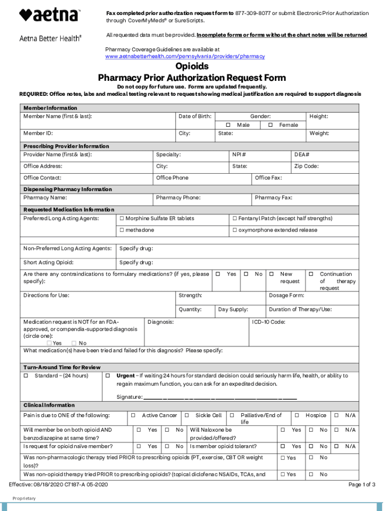 Fillable Online Opioids-Request-Form-PennsylvaniaCHIP-8.18.20 ...