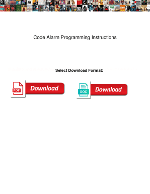 Fillable Online Code Alarm Programming Instructions. Code Alarm ...
