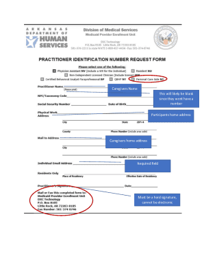 Fillable Online humanservices arkansas ARIC Caregiver NPI Form Sample ...