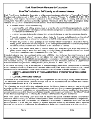 Fillable Online Pre-Offer to Self-Identify as a Protected Veteran Fax ...