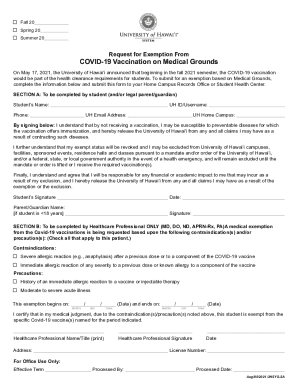 Fillable Online Request for Exemption From Covid 19 Vaccination on ...
