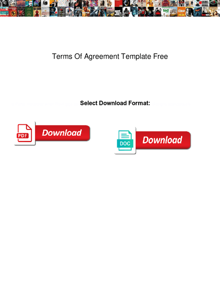Fillable Online Terms Of Agreement Template Free. Terms Of Agreement ...