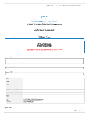 TRANSCAN-3 JTC 2021 Pre-proposal application Doc Template | pdfFiller