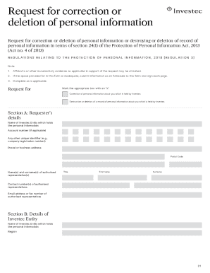 Fillable Online FORM 2: REQUEST FOR CORRECTION OR DELETION OF PERSONAL ...