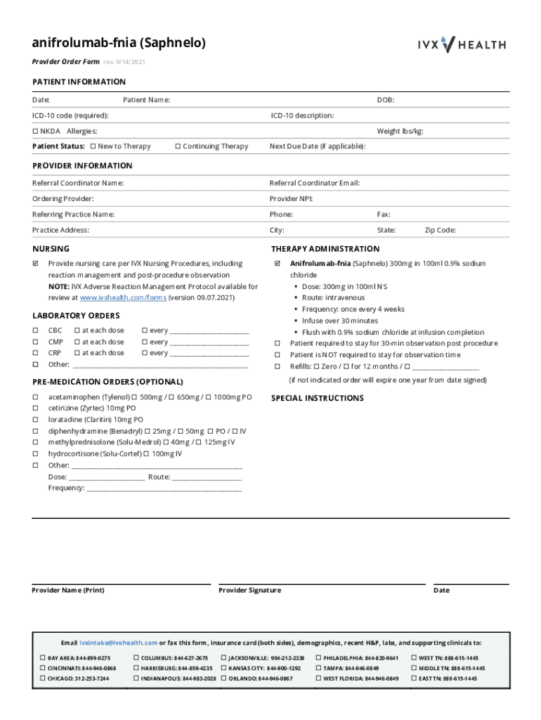 Fillable Online Intravenous Immunoglobulin 10% (IVIG 10%) - ivxhealth ...