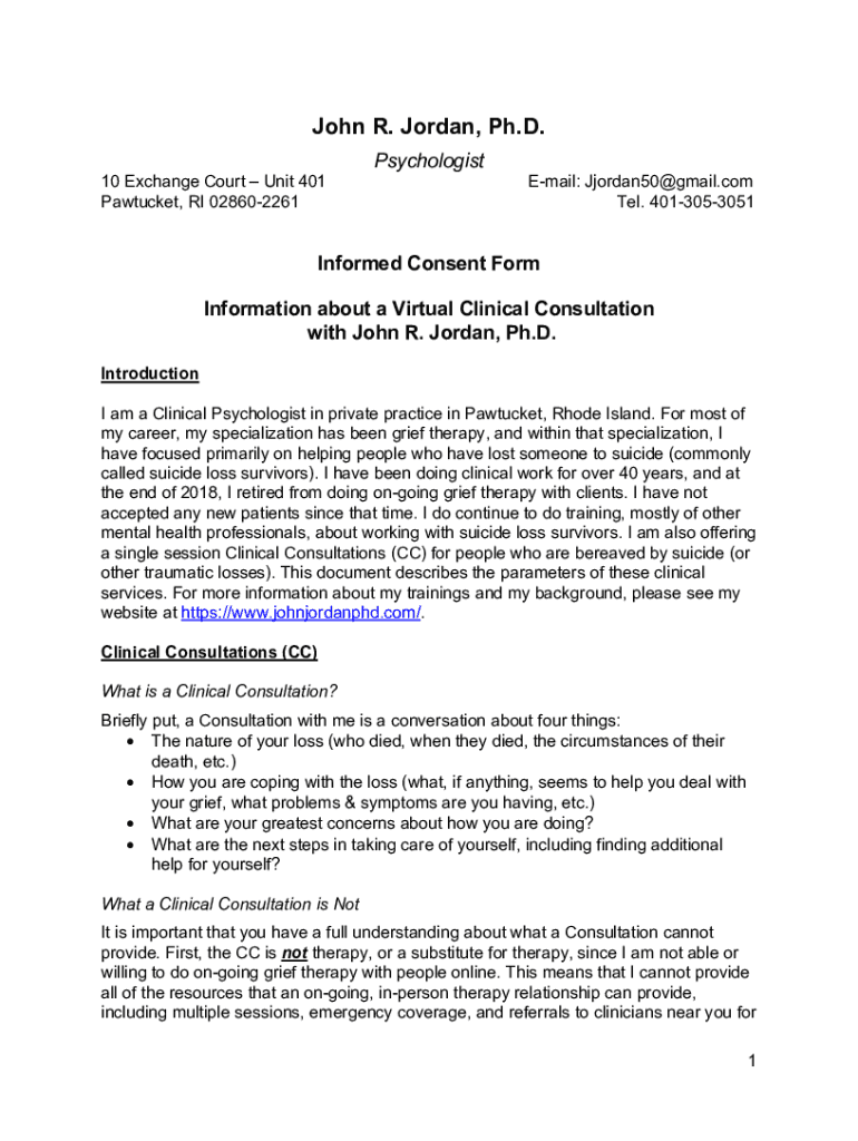 Fillable Online Informed Consent Form - 2020 - Consultations in Virtual ...