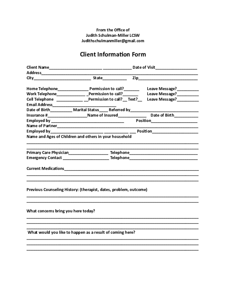 Fillable Online client intake form revised 7 15 2021 Fax Email Print ...