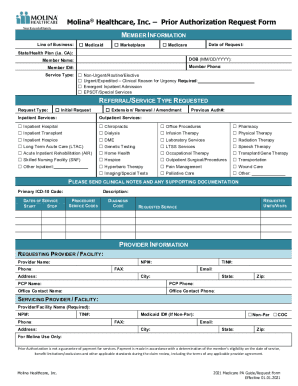 Fillable Online PDF molina healthcare medicare prior authorization/pre ...