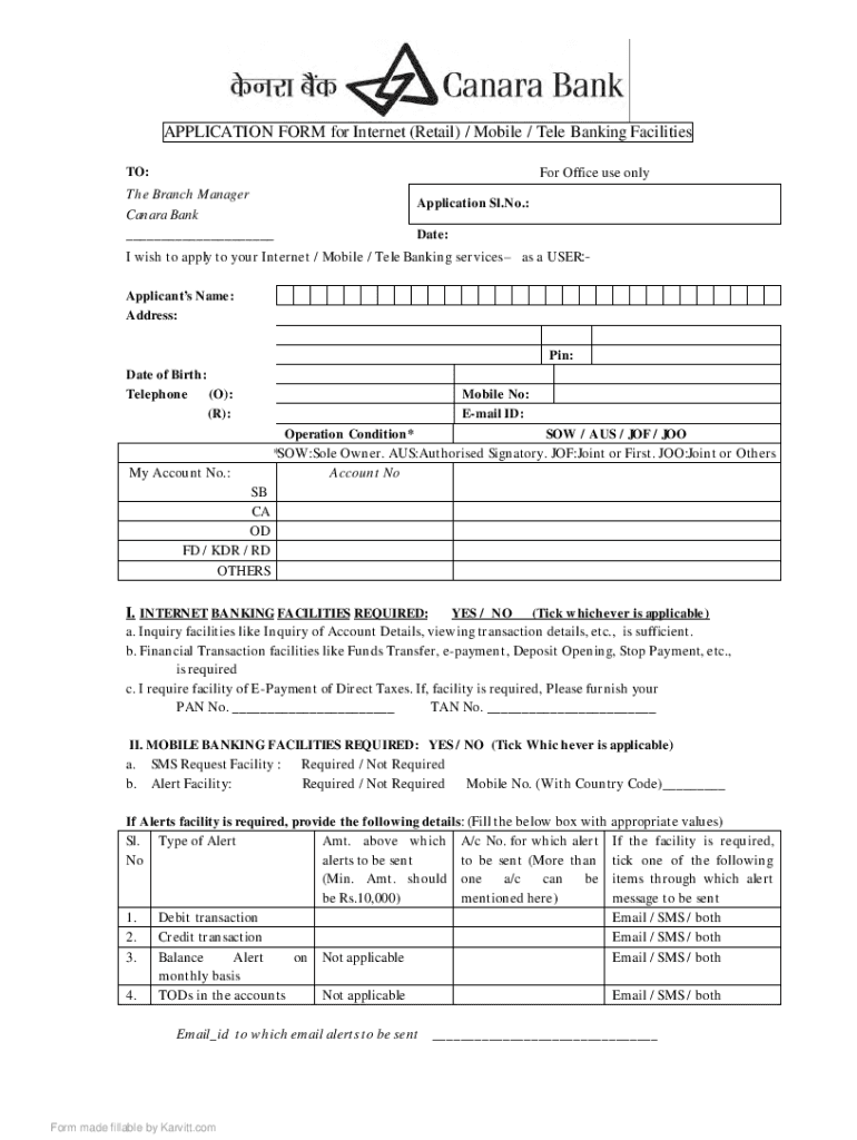 Fillable Online FedNet RegistrationNet Banking ServicesFederal Bank ...