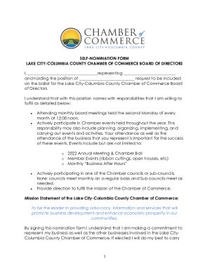 Fillable Online 2022 - Board of Directors Nomination Form Fax Email Print - pdfFiller