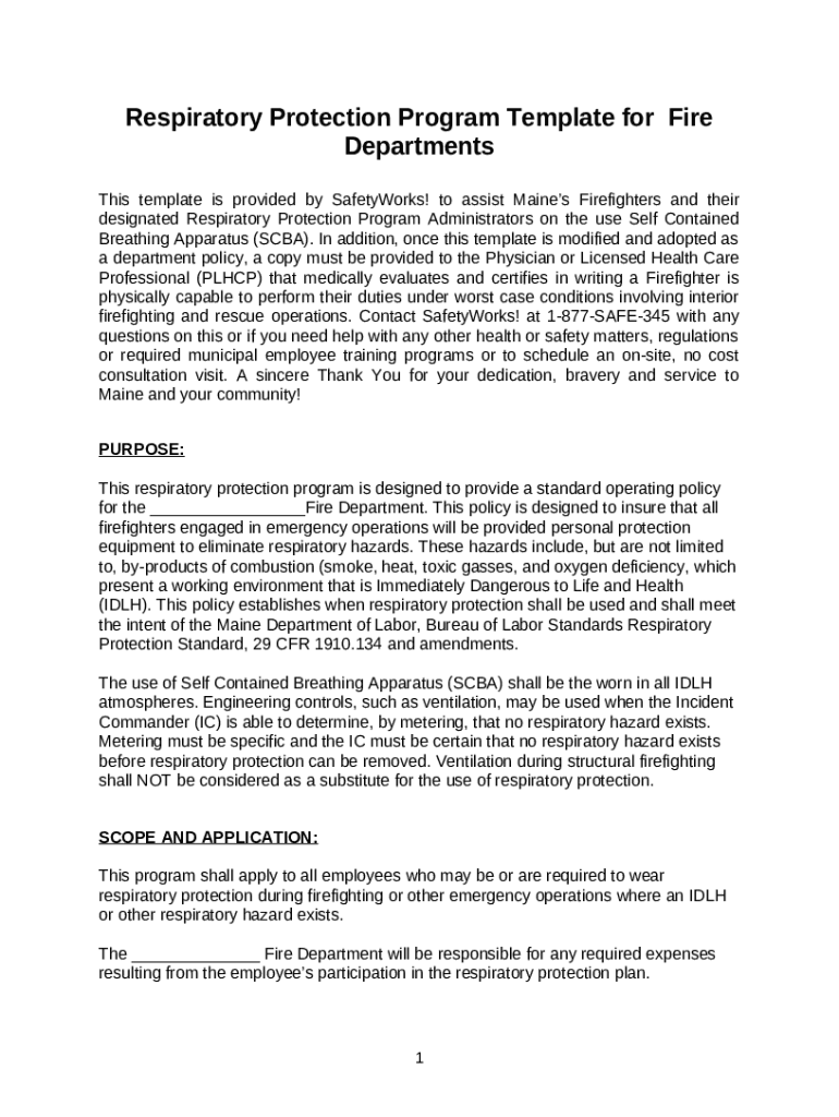 Respiratory Protection Program Template for HospitalsRespiratory ...
