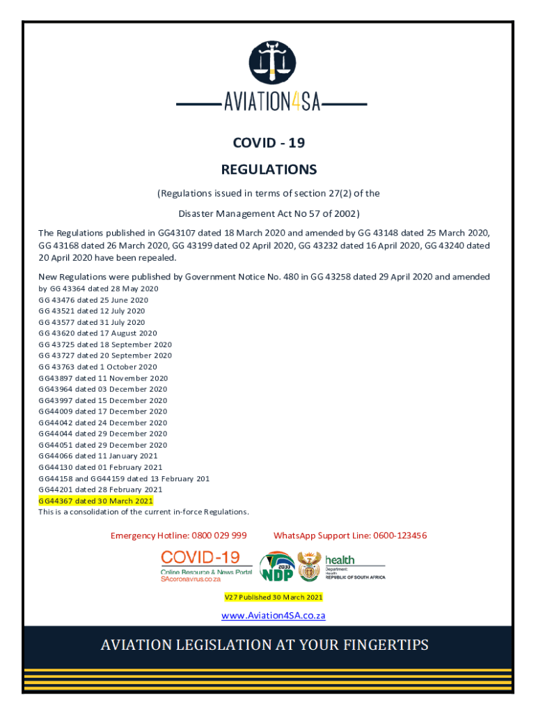 Fillable Online Amendment of Regulations Issued in Terms of Section 27 ...