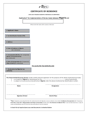 Fillable Online Certificate of residence in NigeriaNetherlands ...