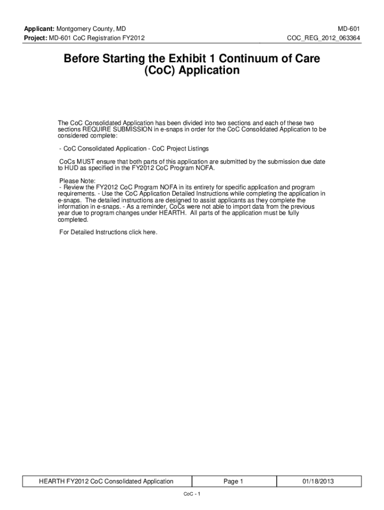 Fillable Online Before Starting the CoC Application - Montgomery County ...