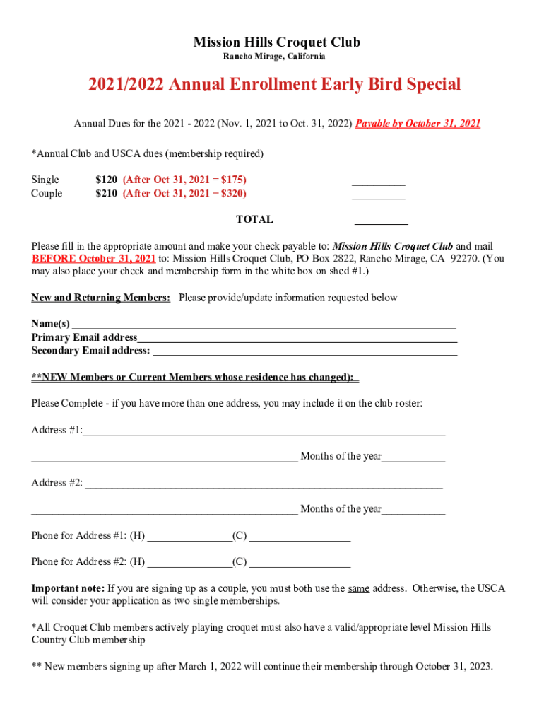 Fillable Online *Annual Club and USCA dues (membership required) Fax Email Print - pdfFiller