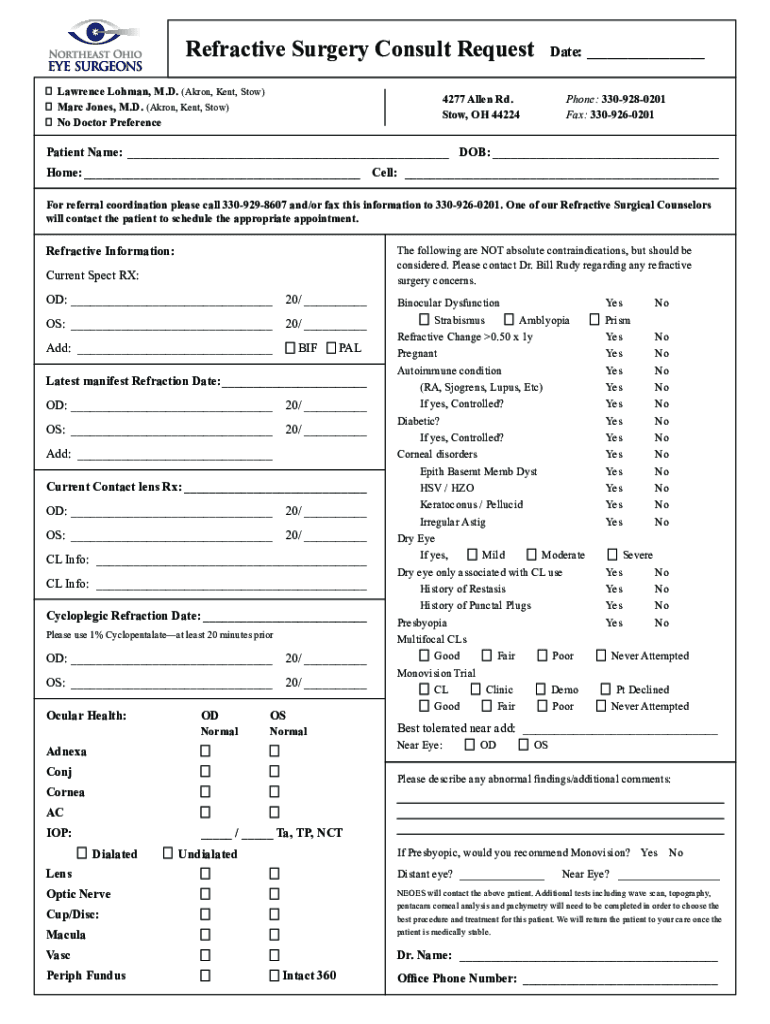 Fillable Online MEDICAL EYE ASSOCIATES S.C. NON-URGENT REFERRAL FORM ...