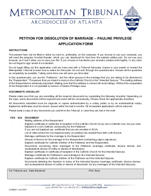 Fillable Online Pauline Privilege Application Form Fax Email Print ...