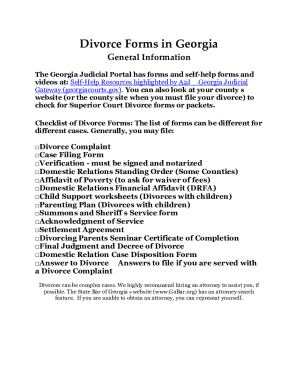 Fillable Online Divorce Forms in Georgia Fax Email Print - pdfFiller