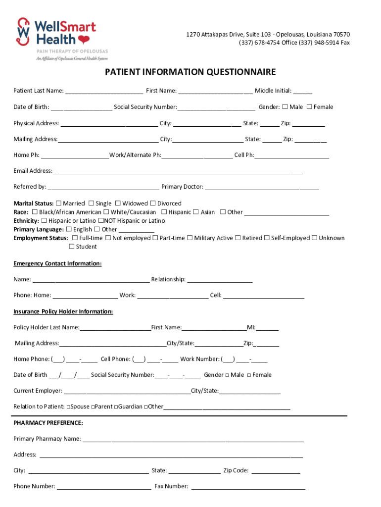 Fillable Online MSP Screening Form and Patient Information Form Fax ...