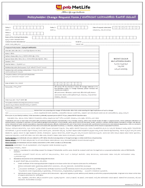 Fillable Online Policyholder Change Request Form /... Fax Email Print ...