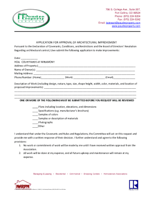 Fillable Online Architectural ImprovementApplication Fax Email Print ...