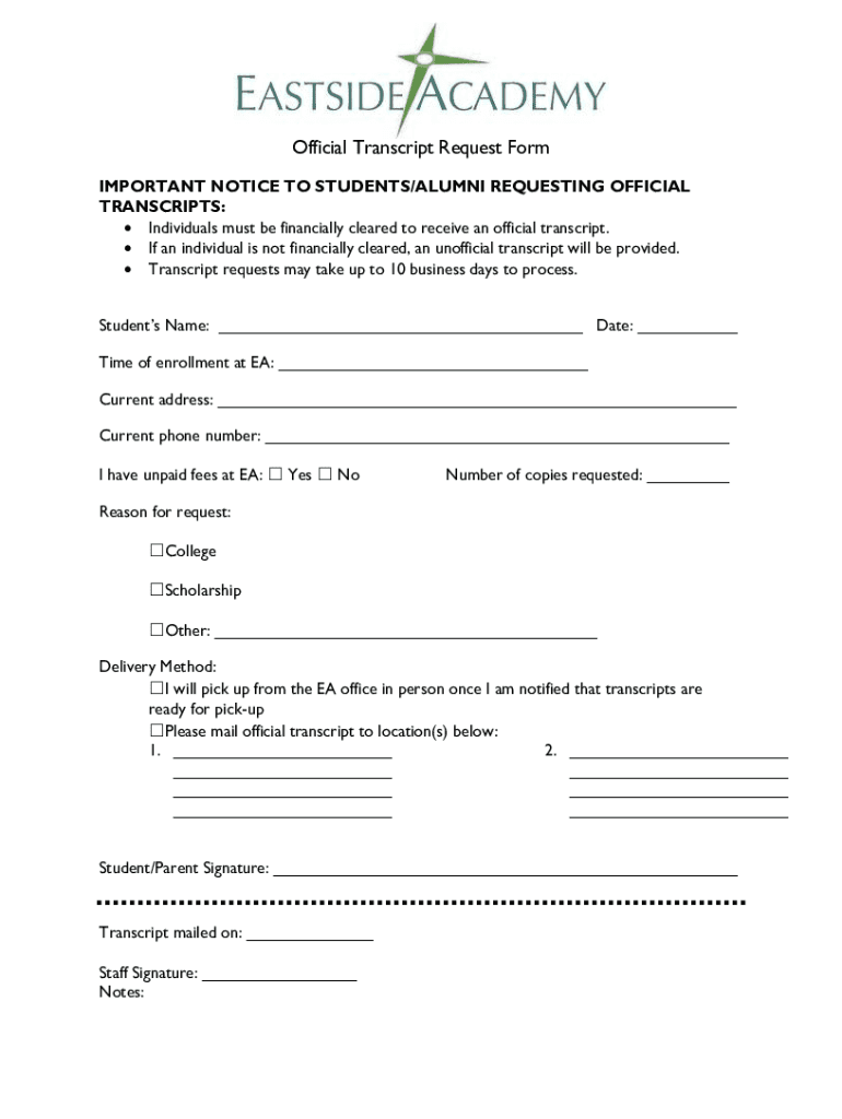 Fillable Online Official Transcript Request Form - Razor Planet Fax ...