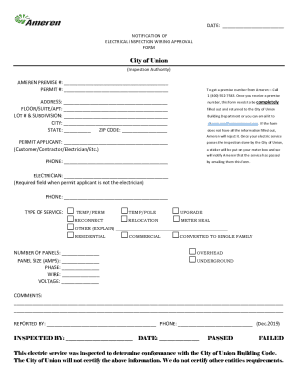 Fillable Online ELECTRICAL INSPECTION WIRING APPROVAL Fax Email Print ...