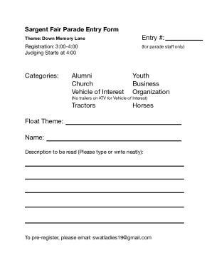 Fillable Online 2021 Parade Entry Form - PDF Fax Email Print - pdfFiller