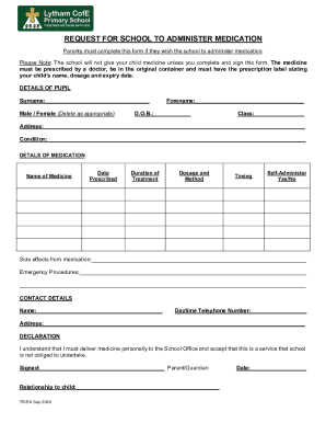 Fillable Online PARENT REQUEST FOR SCHOOL TO ADMINISTER MEDICATION Fax ...
