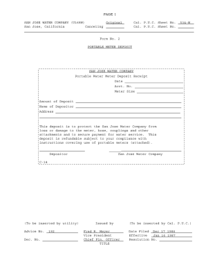 Fillable Online Form No.2 PORTABLE METER DEPOSIT Fax Email Print ...