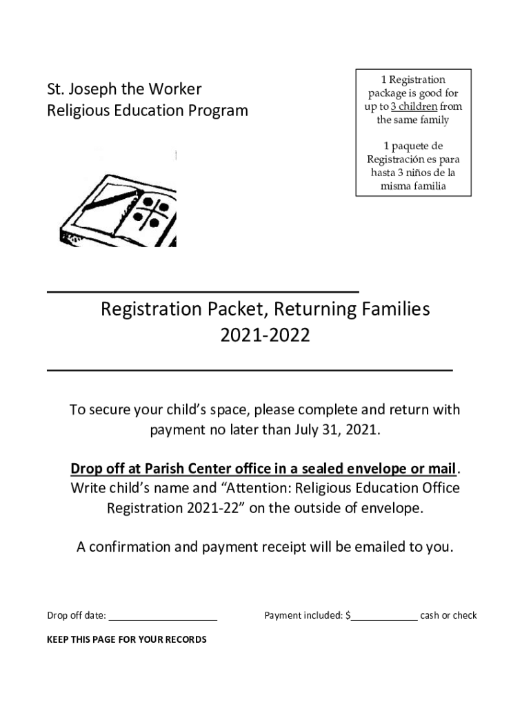 Fillable Online Registration Packet Returning Families 21-22 revised from karina Fax Email Print ...