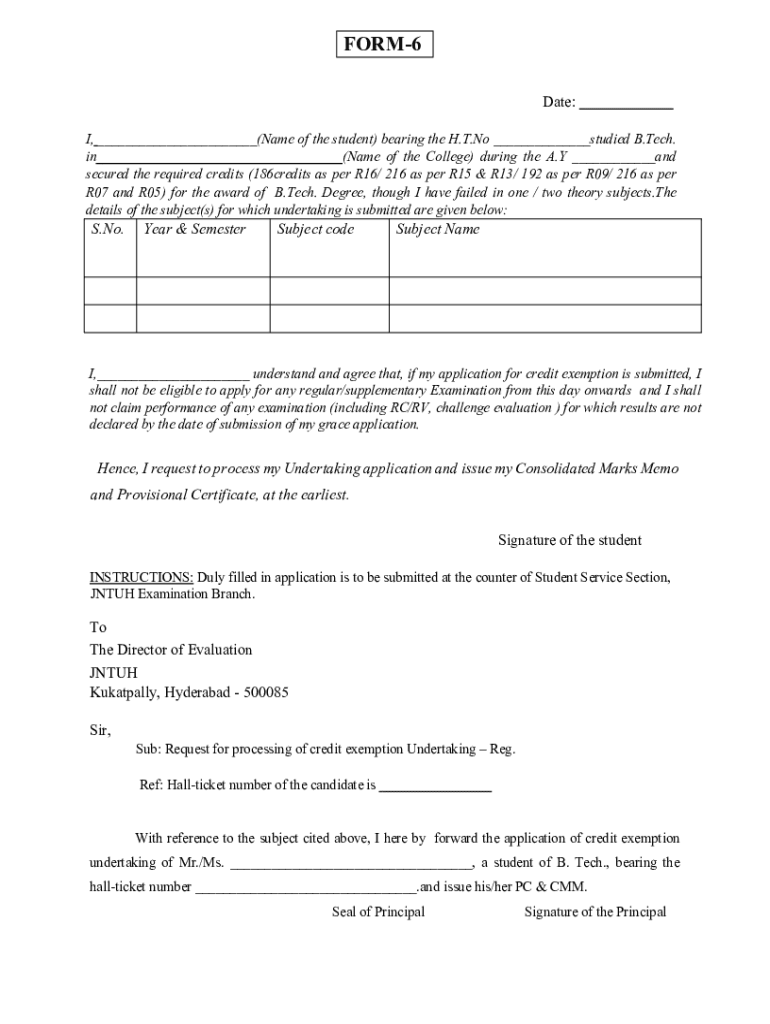 Fillable Online FORM-6 - jntuwing.in Fax Email Print - pdfFiller
