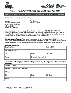 Fillable Online Coverage Determination. Prescription drug coverage ...