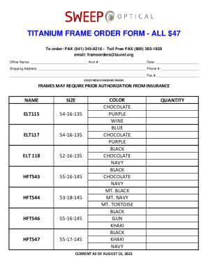 Fillable Online Titanium Frames Order Form 08-10-21 Fax Email Print ...