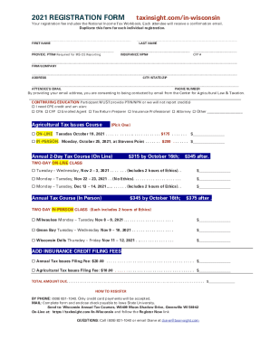 Fillable Online 2021 REGISTRATION FORM taxinsight.com/in-wisconsin Fax ...