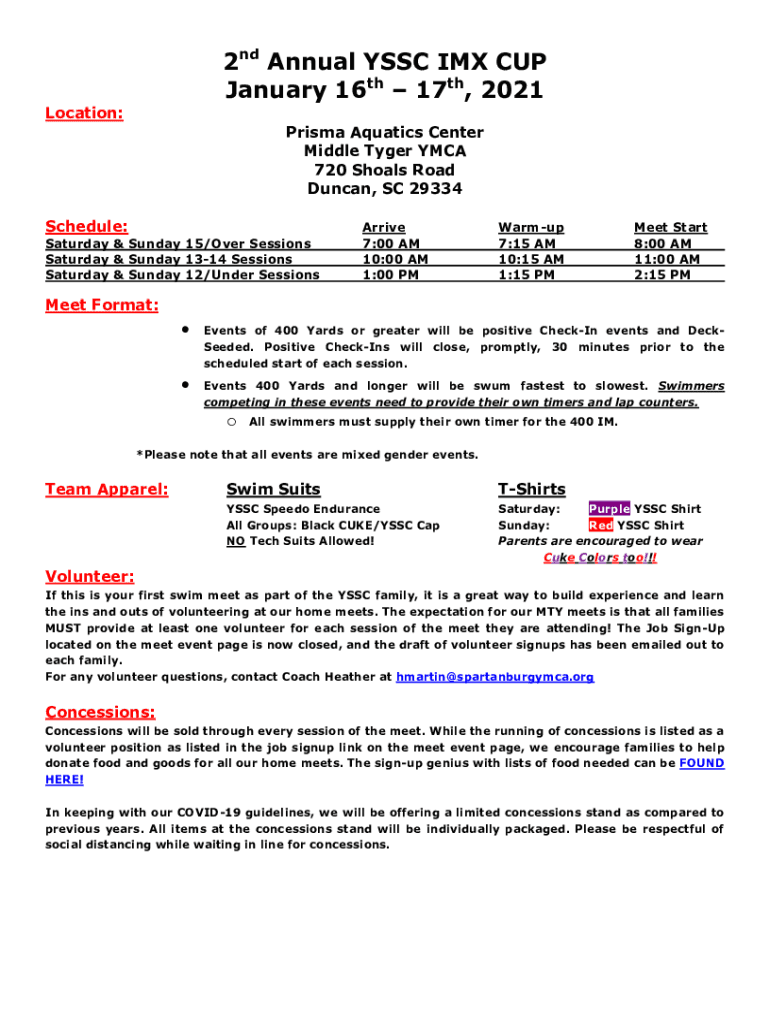 Fillable Online 2nd Annual YSSC IMX CUP Fax Email Print - pdfFiller