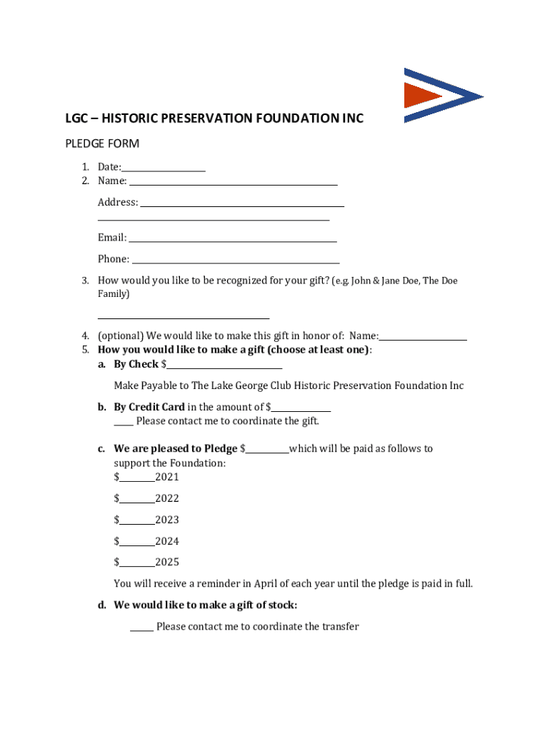 Fillable Online Pledge Form LGC HPF (4).docx Fax Email Print - pdfFiller