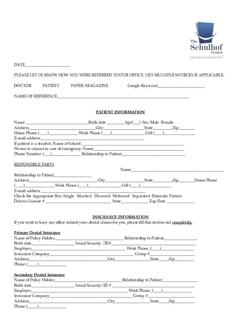 Fillable Online 1 New patient info chart Fax Email Print - pdfFiller