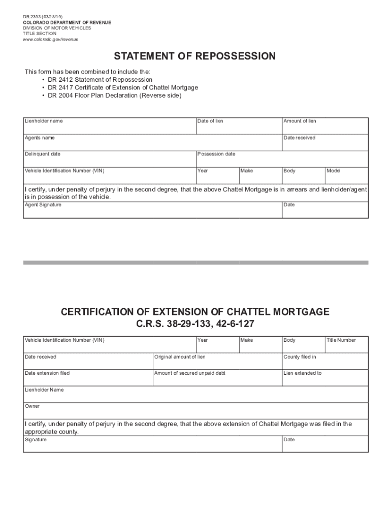 2019 2023 Form CO DR 2393Fill Online Printable Fillable Blank 