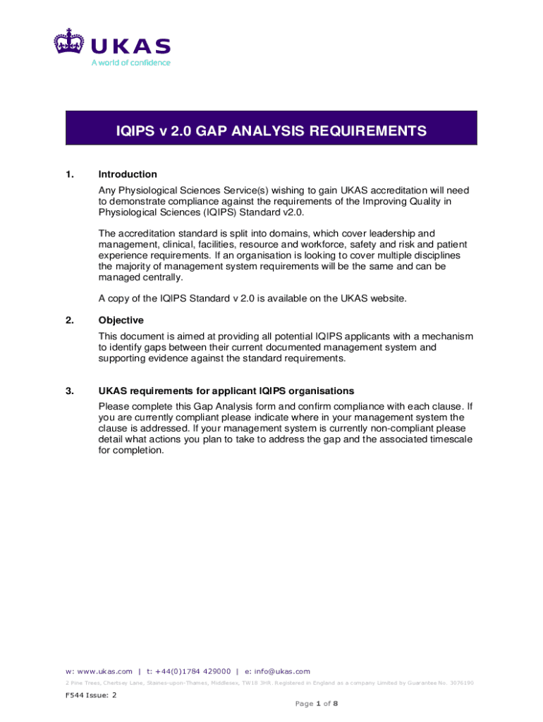 Fillable Online IQIPS Standard v2 Gap Analysis Form - UKAS Fax Email ...