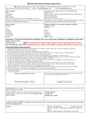 Fillable Online Musical Instrument Rental Agreement - uksaxhire.com Fax ...