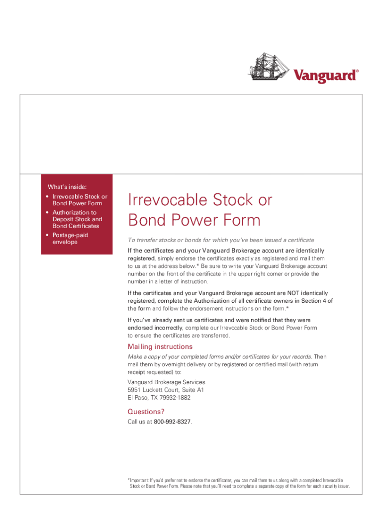 Fillable Online Vanguard - Forms and literature - The Vanguard Group ...