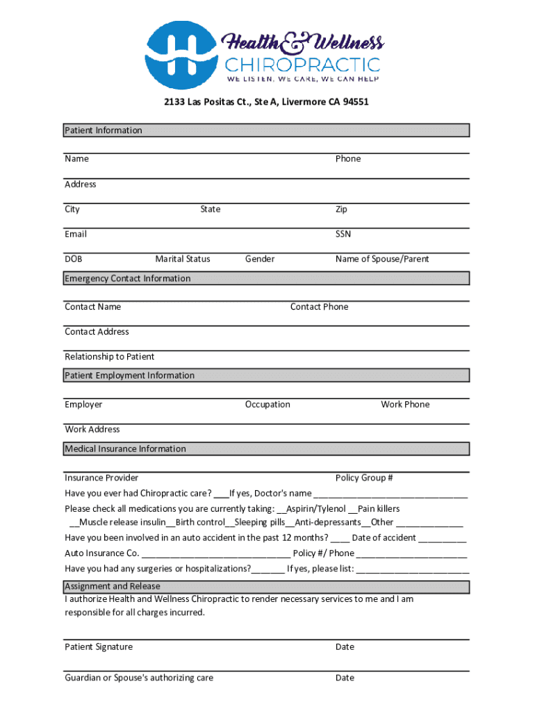 Fillable Online Patient Intake Form - doc.vortala.com Fax Email Print - pdfFiller