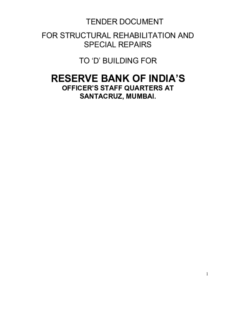 Fillable Online Tender Notice for Structural Rehabilitation and Special ...