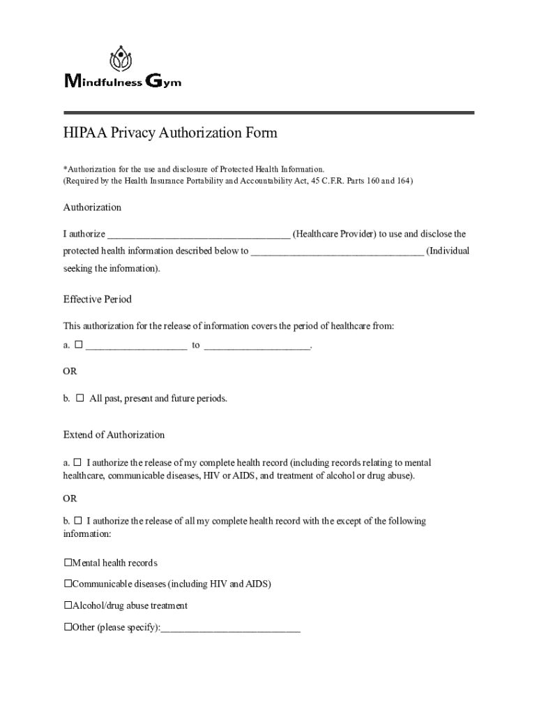 Fillable Online HIPAA Privacy Authorization Form - Do Your Own Will Fax ...
