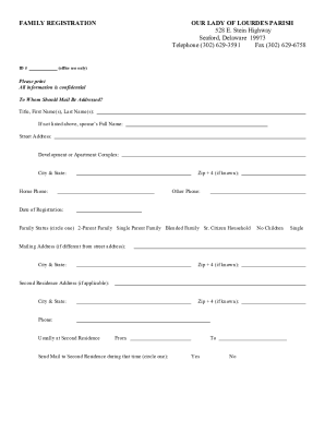 Fillable Online FAMILY REGISTRATION UPDATE Fax Email Print - pdfFiller