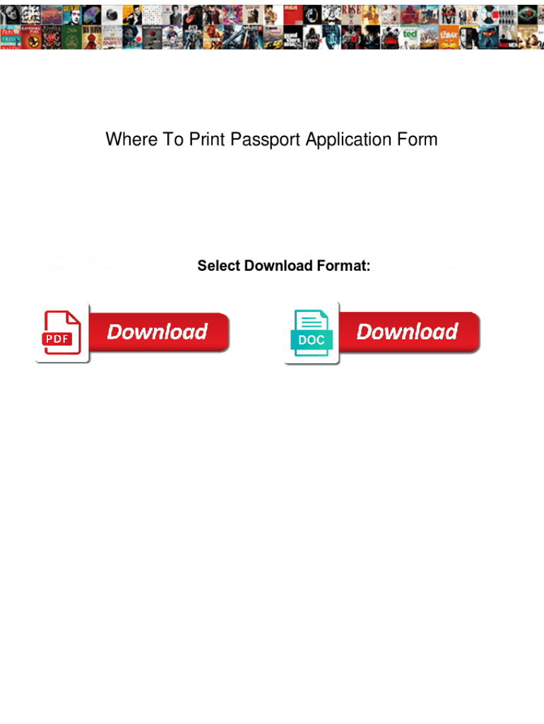 Fillable Online Where To Print Passport Application Form Where To 