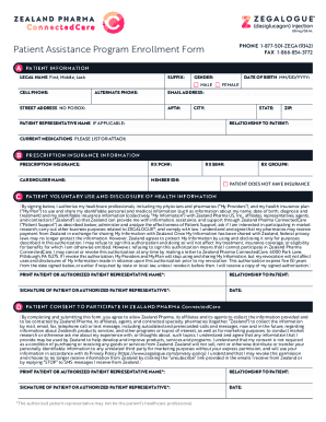 Fillable Online Patient Assistance Program Enrollment Form PHONE 1-877 ...