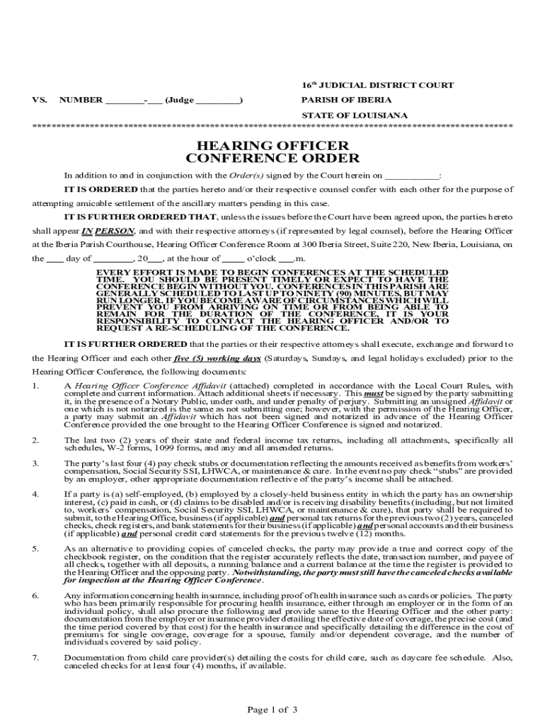 Fillable Online Sixteenth Judicial District Court Parishes of Iberia ...