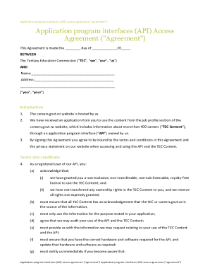 Fillable Online Application Programming Interface License Agreement Fax Email Print - pdfFiller